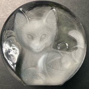 Vintage | Office | Vintage Clear With A Frosted Glass Cat Paperweight ...